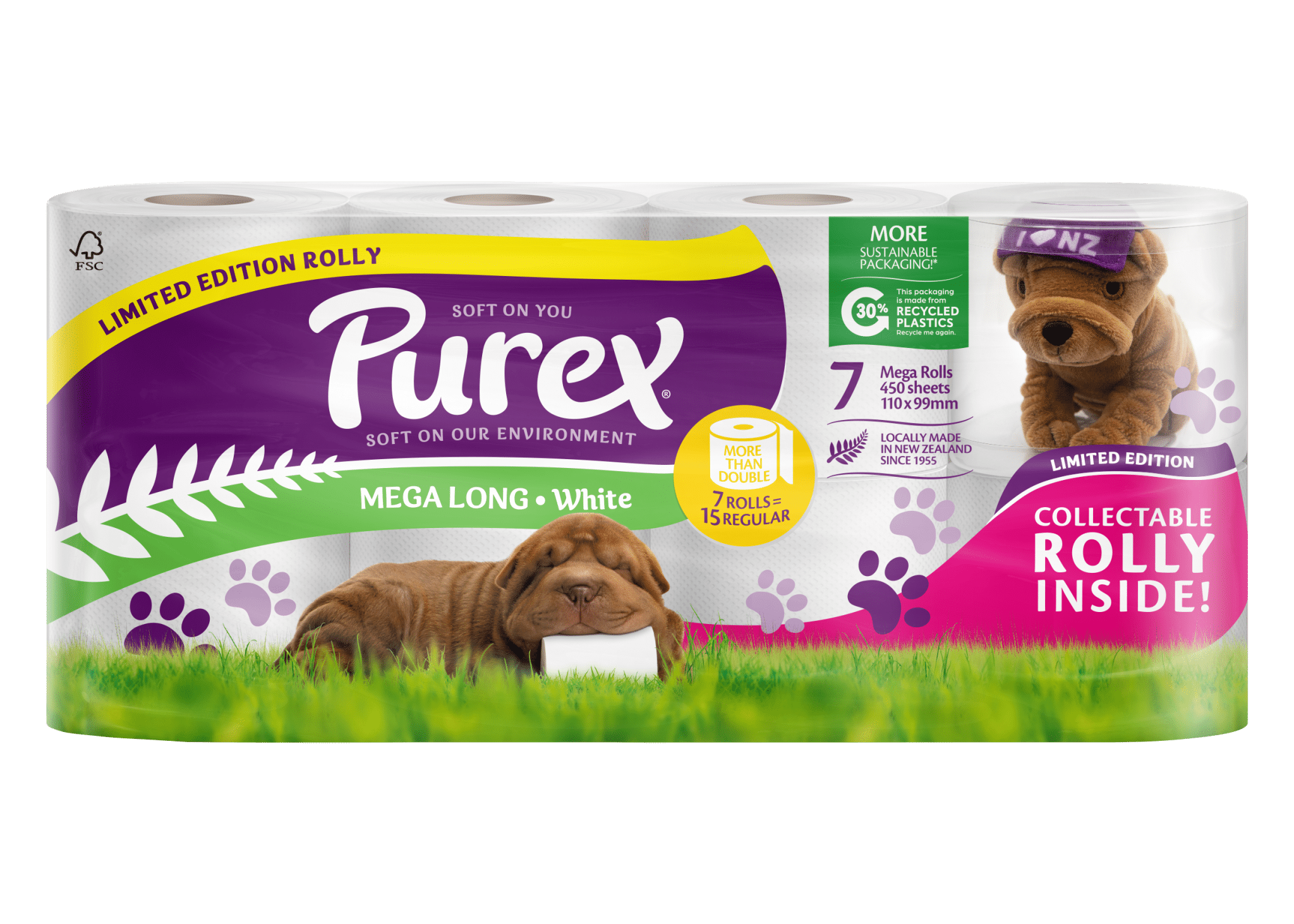 Purex, Toilet, White, Mega, 7s+Rolly - Eco Choice Aotearoa