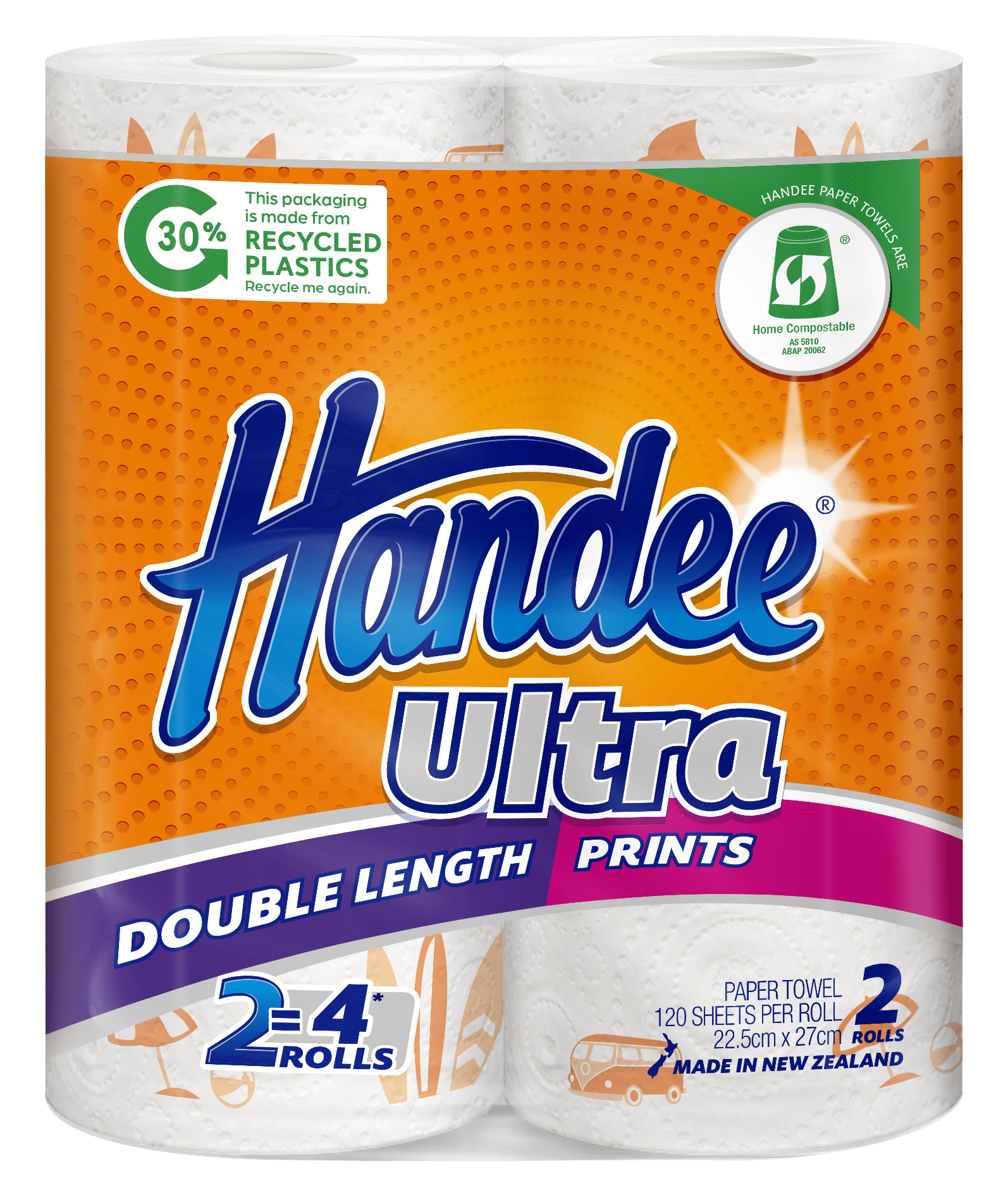 Handee Towel, Print, Double Length 2s - Eco Choice Aotearoa